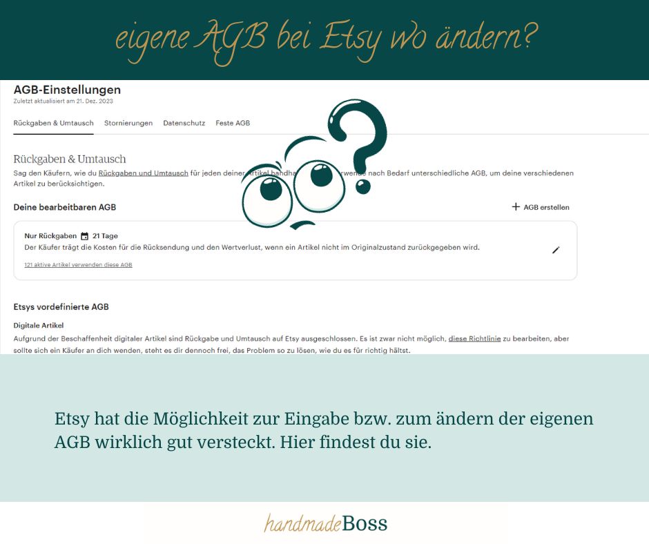 Eigene AGB bei Etsy eingeben oder ändern - Anleitung | handmadeboss.de
