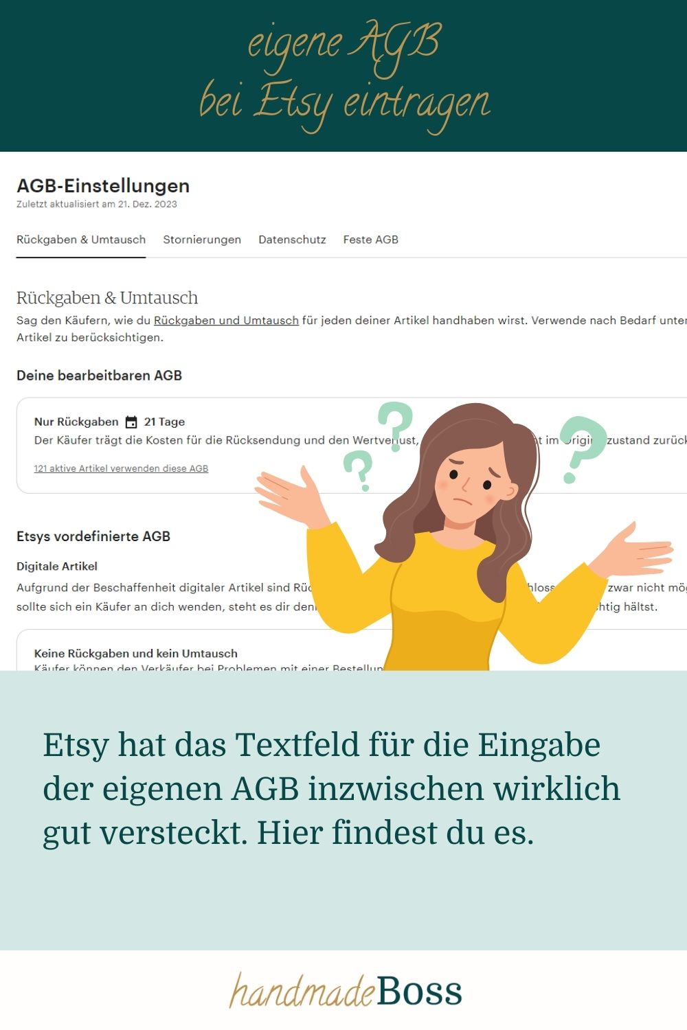 Eigene AGB bei Etsy eingeben oder ändern - Anleitung | handmadeboss.de